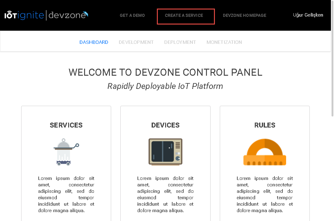 create-service-step - IoT-Ignite Devzone