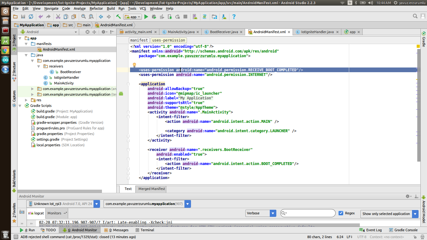 Bootreceivepermission Iot Ignite Devzone 8224