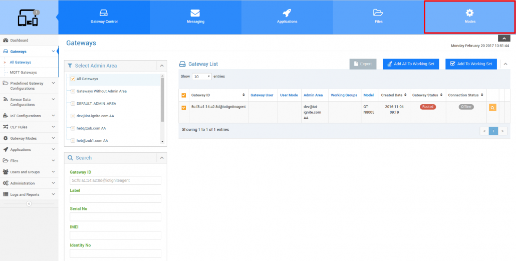 Mode - IoT Ignite Enterprise