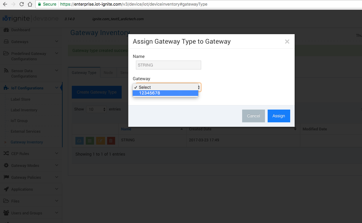 Step4 9Assign Gateway Type - IoT-Ignite Devzone