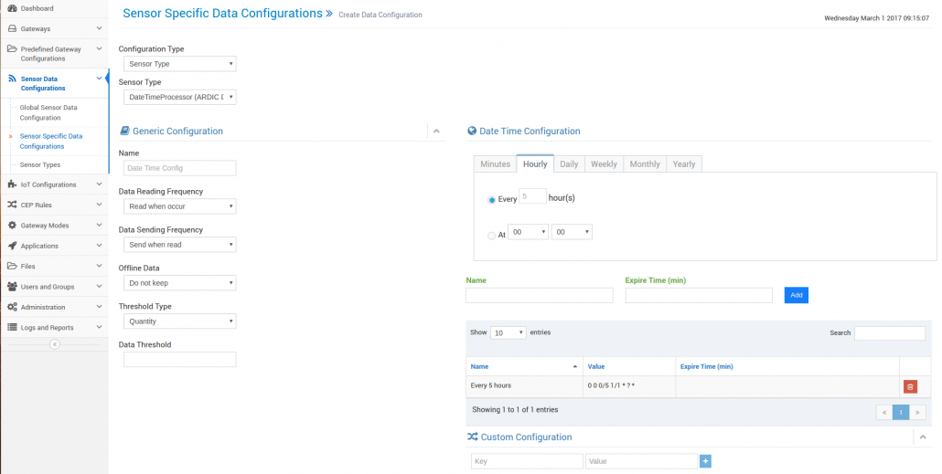 IoT Sensor Data Configurations - IoT-Ignite Enterprise